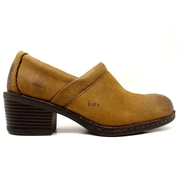 Børn | Shoes | Born Boc Brown Leather Slip On Block Heel Booties Shoes ...